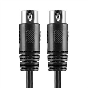 TNP MIDI Cable (1FT) - 5 Pin DIN Male Audio MIDI to MIDI Connector Interface Jack Plug Wire Cord