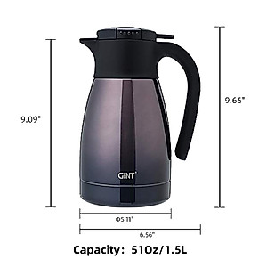 GiNT 51Oz Stainless Steel Thermal Coffee Carafe with Lid/Double Walled Vacuum Thermos / 12 Hour Heat Retention (Purple, 1.5L)