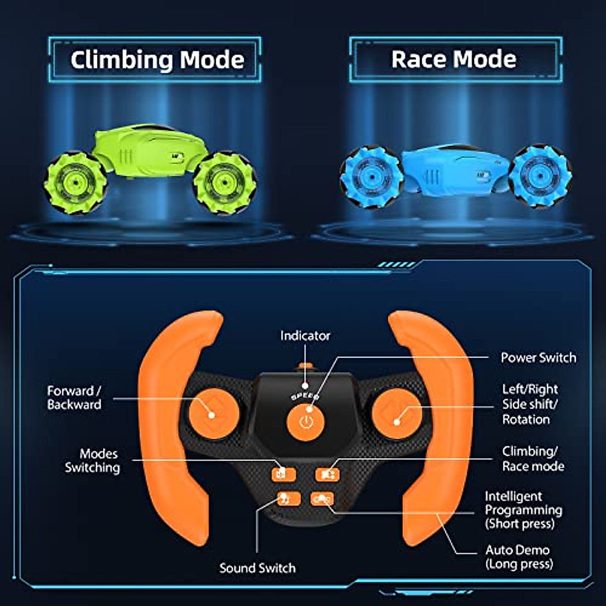 AONGAN Remote Control Car, 360°Drift Stunt Car, Gesture Control RC Car, Toy for Kids Age 6-15(Green)