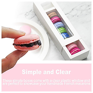 25 Macaron Boxes, Macaron Gift Box, (Interior Mesurement 7.2 inch×1.96 inch×1.96 inch), Macaroons White macaron box，Macaron Packaging Boxes with Clear Window Kraft without Macarons inside