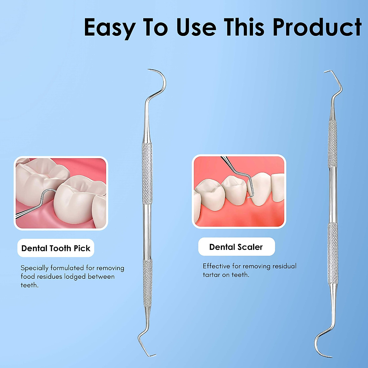 Beauté Secrets Dental Tools, Dental Pick Set 5Pcs Tooth Scraper Dental Hygiene Kit, Stainless Steel Teeth Cleaning Kit with Metal Case for Plaque Tartar Removal for Personal & Pets Use