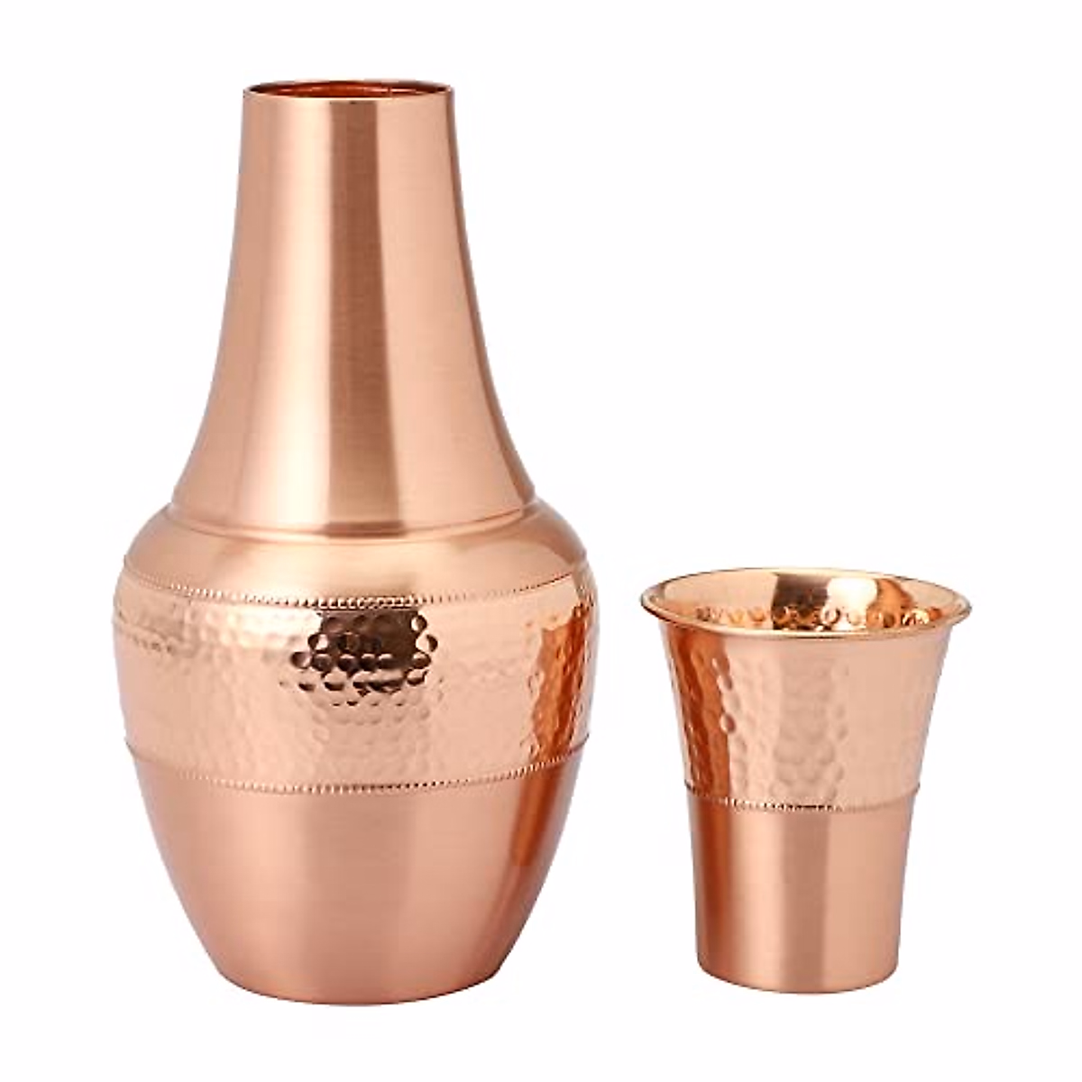 Pure Copper Bedside Carafes, Flask with Tumbler, For Ayurveda Health Benefits - Capacity - 1.4 Lt. (47.3 US Fluid Ounce)