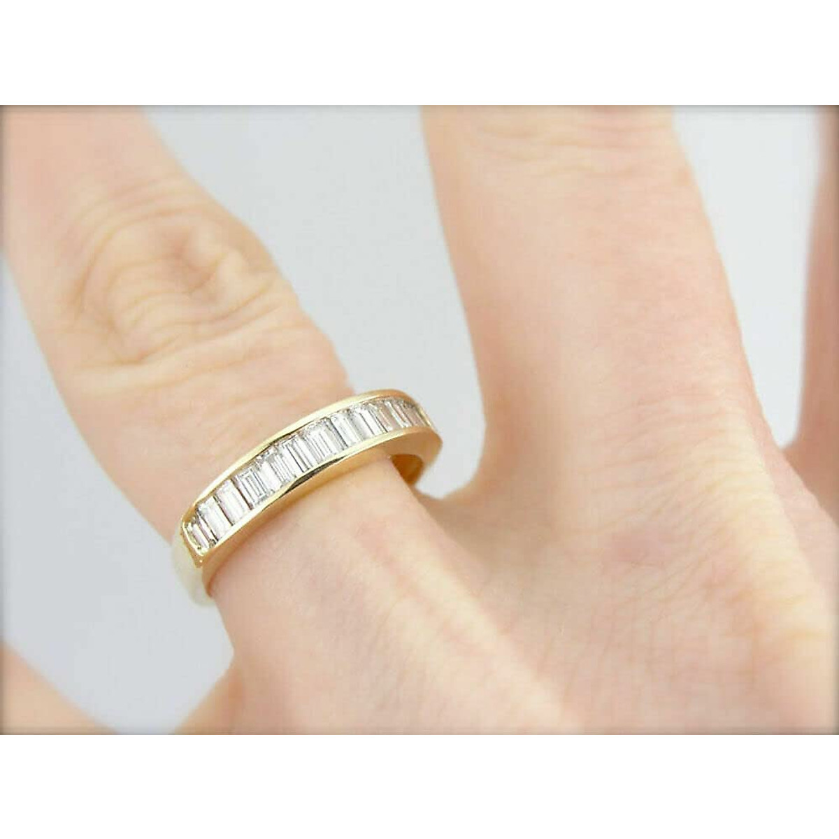 1 Ct Baguette Diamond Channel Set Wedding Engagement Band Ring 14K Yellow Gold Finish 925 Sterling Silver Handmade Gorgeous Stacking Matching Gift For Her