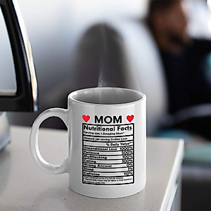Veracco Mom Nutritional Facts White Ceramic Coffee Mug Funny Birthday Mother's Day Gift For Mom Grandma Stepmom From Daughter Son (White)