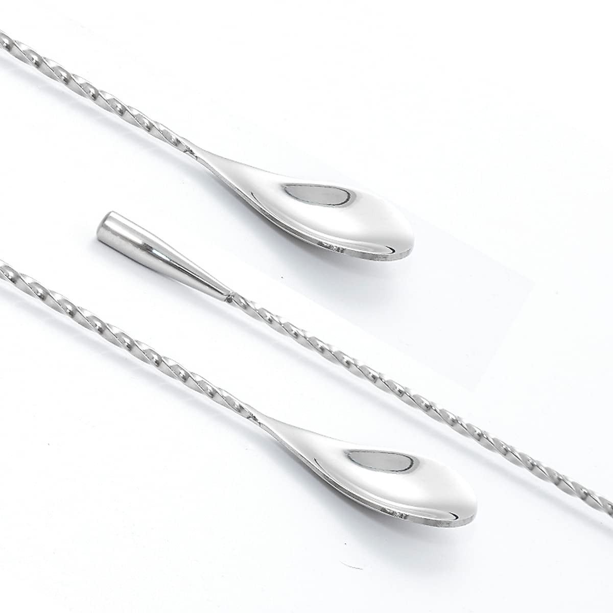 Mixing Spoon（2021 New）Bar Spoons 12 Inch Cocktail Spoon Stainless Steel Spiral Long Handle Tall Spoon Drink Mixing Spoon Silver 2pcs