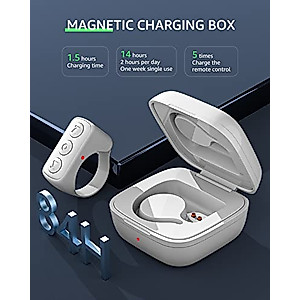 TIK Tok Bluetooth Remote Control Wireless Page Turner Tiktok Scrolling Control Rechargeable with Ring Design for iPhone Android Ipad Cell Phone (White)