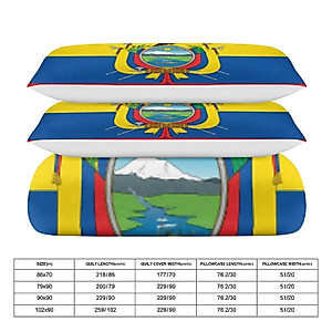 Ecuador Flag Bedding Comforter Sets Lightweight Ultra Soft Comforter Bedding Set 3 Pieces (1 Duvet Cover, 2 Pillowcases) with Zipper Closure