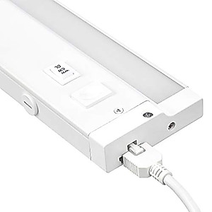 Amazon Basics 3-Color Temperature Level and 3-Section Dimming LED Cabinet Light, Linkable, Direct Wire, White Finish, 24-Inch