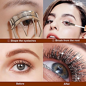 Rosarden Galaxy Glitter Mascara - Waterproof Long Lasting Mascara for Eyelashes - Shiny Sparkle Diamond Mascara - Makeup Mascara for Length and Volume - Smudge Proof Eyelash Mascara for Party Wedding