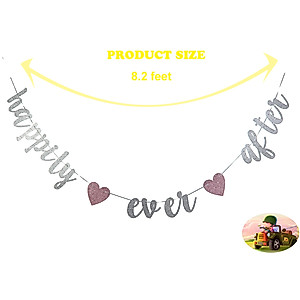 zxyxka Happily Ever After Banner, Engaged Bunting Banner-Wedding Anniversary, Bridal Shower Party Decoration Supplies Photo Props(Silver)