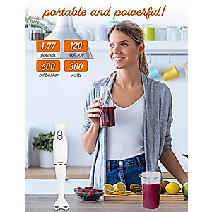 COMMERCIAL CHEF Immersion Blender, Hand Blender with Stainless Steel Blades, Immersion Blender with Quiet Motor, Electric Mini Blender for Delicious Food