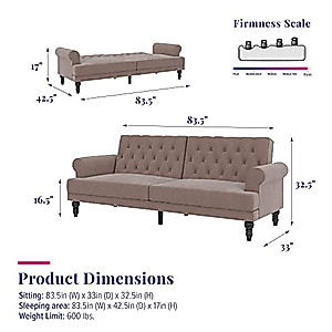 Novogratz Cassidy Upholstered Futon, Blush Velvet