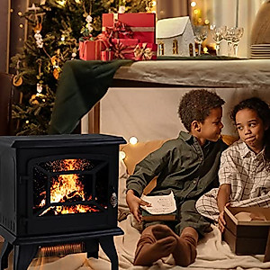 Electric Fireplace, Electric Fireplace Heater 3D Flames Freestanding TV Stand Fireplace Stove CSA Approved Safety 1500W Realistic Log Flame for Indoor Use(Black)