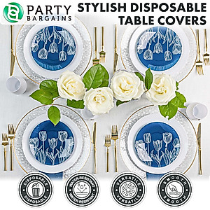 PARTY BARGAINS 5 Disposable Table Covers - 54" X 108", 3 Ply Paper & Plastic White Table Cover