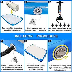 GZKYYLEGS Inflatable Lake Float for Adult, 10 ft x 6 ft Four Person Swim Deck with None-Slip Surface, Swimming Water Platform, Floating Island - Dock - Raft for Pool & Beach, Lake, River Fun