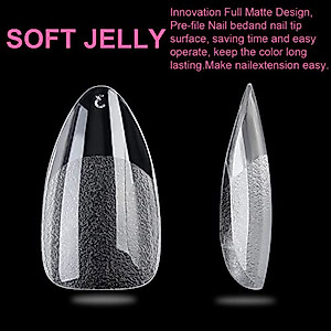 UNA GELLA Short Almond Fake Nails 504pcs Short Almond Press on Nails Pre-shape Short Almond Gel Nail Tips for Full Cover Acrylic Short Almond Nails False Nails For Nail Extension Home DIY Nail Salon 12 Sizes Gelly Tips