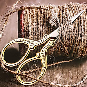 3 Pieces Stork Scissors Stainless Steel Crane Design Sewing Scissors Embroidery Scissors Tailor Scissors Dressmaker Shears for Embroidery, Paper Cutting, Sewing and Daily Activities (Gold)