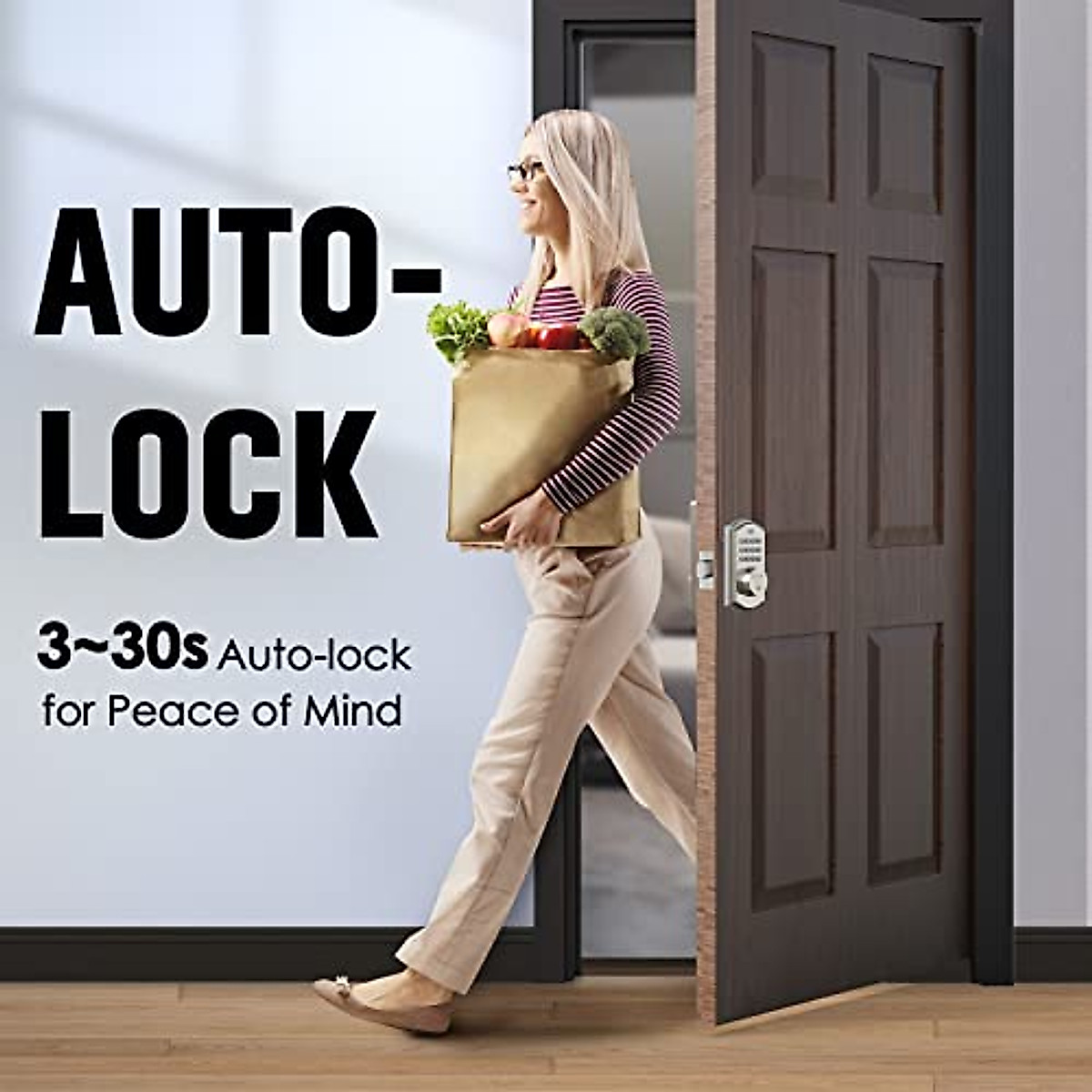 Keyless Entry Deadbolt Lock - Electronic Door Lock with Keypad, Smart Deadbolt Lock with Auto Lock, Security Waterproof Smart Lock Easy Install Ideal for Front Door, Home Use, Apartment - ELAMOR M19