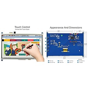 waveshare 10.1inch Resistive Touch Screen LCD Compatible with Raspberry Pi 4B/3B+/3A+/2B/B+/A+/Zero/Zero W/WH/Zero 2W CM3+/4 1024×600 Resolution HDMI IPS Supports Windows