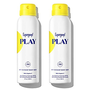 Supergoop! PLAY SPF 50 Antioxidant Body Mist w/ Vitamin C, 3 fl oz - 2 Pack - Reef-Friendly, Broad Spectrum Sunscreen Spray for Sensitive Skin - Great for Active Days