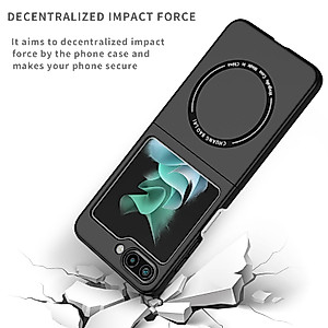Tncavo for Samsung Galaxy Z Flip5 Case Compatible with MagSafe Wireless Charger, Heavy Duty Shockproof Protection Phone Case for Samsung Galaxy Z Flip 5 5G CX Black