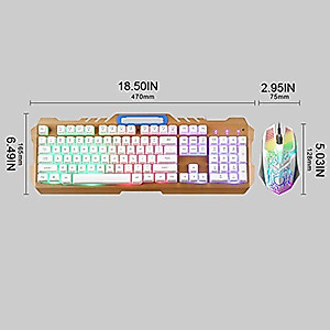 Wired Gaming Keyboard Mouse Combo Set,Colorful LED Backlit Desktop Computer Gaming Keyboad,Lighted Laptop Gaming Mouse Keyboard kit