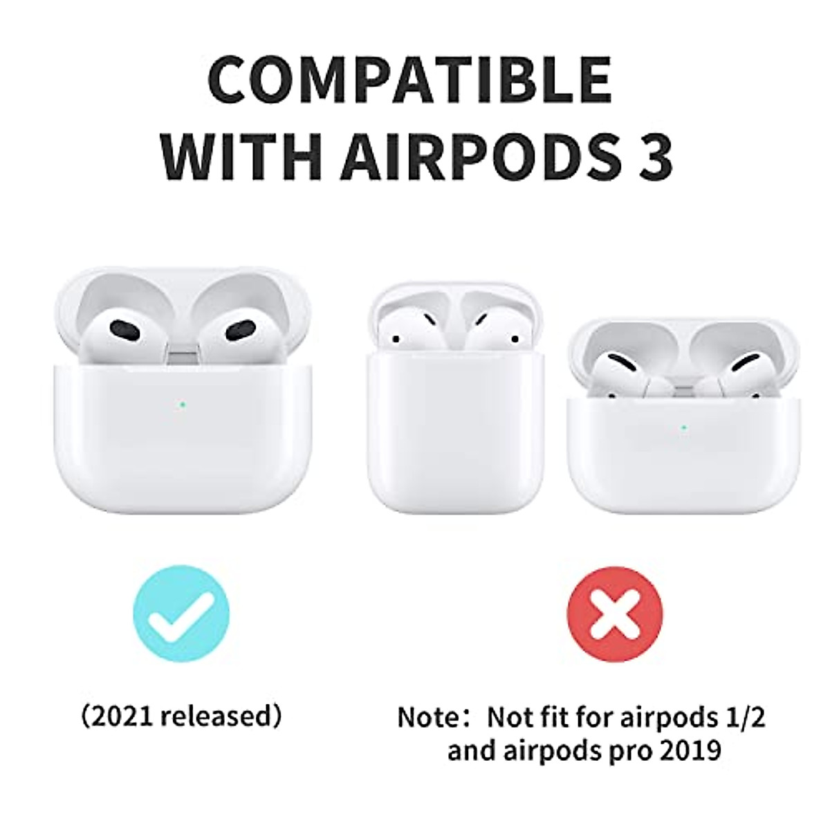 Winproo Armor Airpods 3rd Generation Case Cover with Keychain, Military Hard Shell Full-Body Shockproof Protective Case Skin for Airpods 3rd Gen [Red]