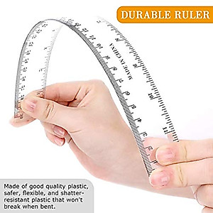 12 Inches Plastic Straight Hard Ruler Viaky See Through Flexible Ruler with Inches and Metric Measuring Tool for Student School Office, Clear(2 Pack)