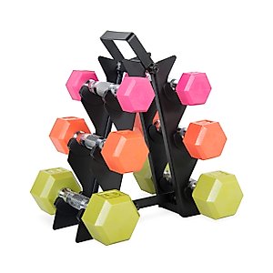 CAP Barbell Color Coated Hex Dumbbell Set with Dumbbell Stand
