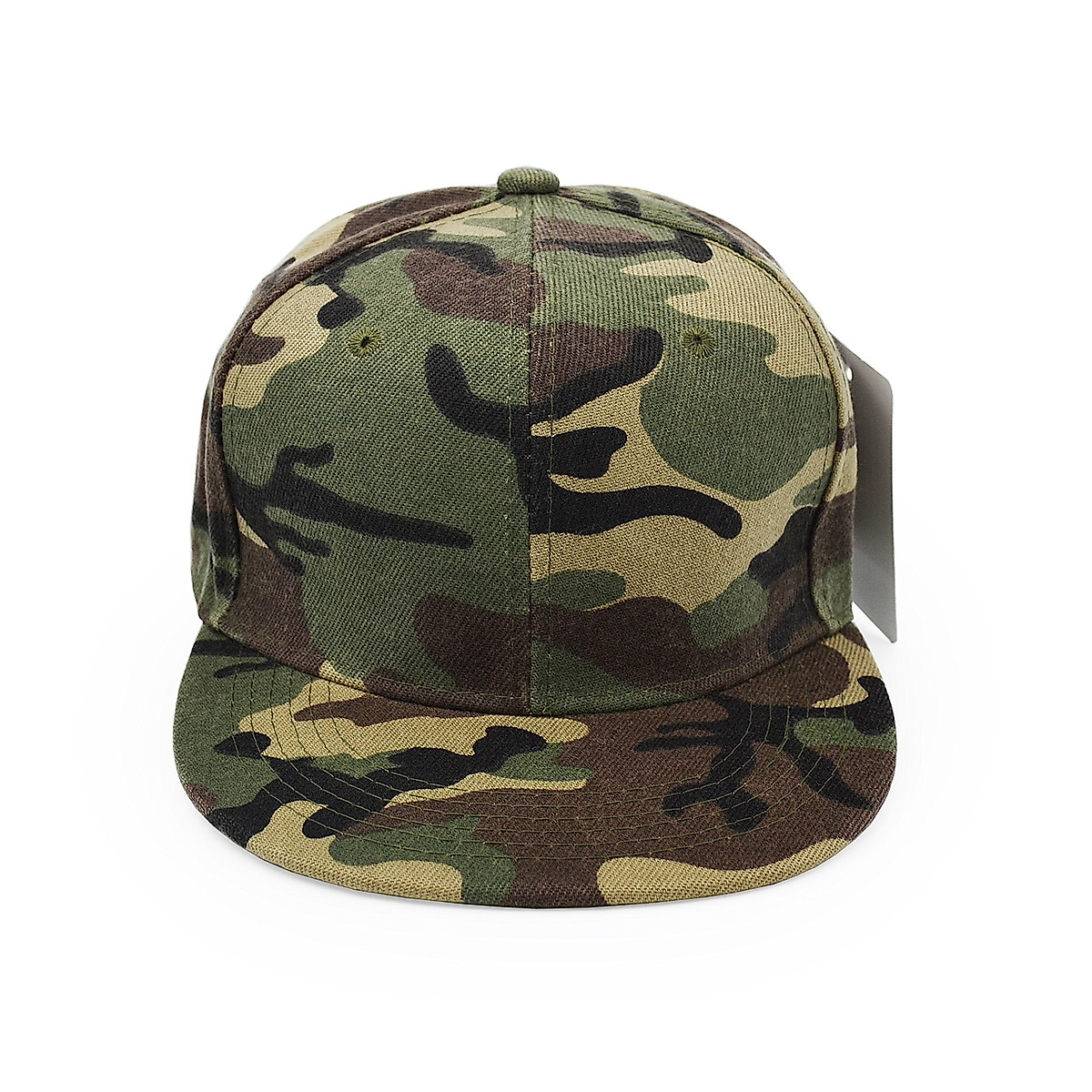 UltraKey Flat Brim Cap, Army Military Camo Baseball Cap Camouflage Hip Hop Flat Bill Plain Snapback Hats Green