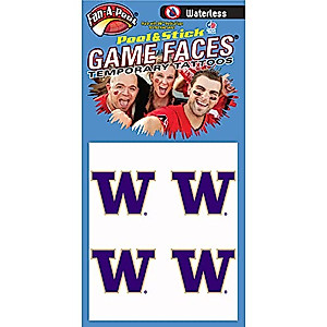 Fan-A-Peel Washington Waterless Temporary Tattoos - Hypoallergenic Peel and Stick Waterproof Temporary Tattoos - Officially Licensed