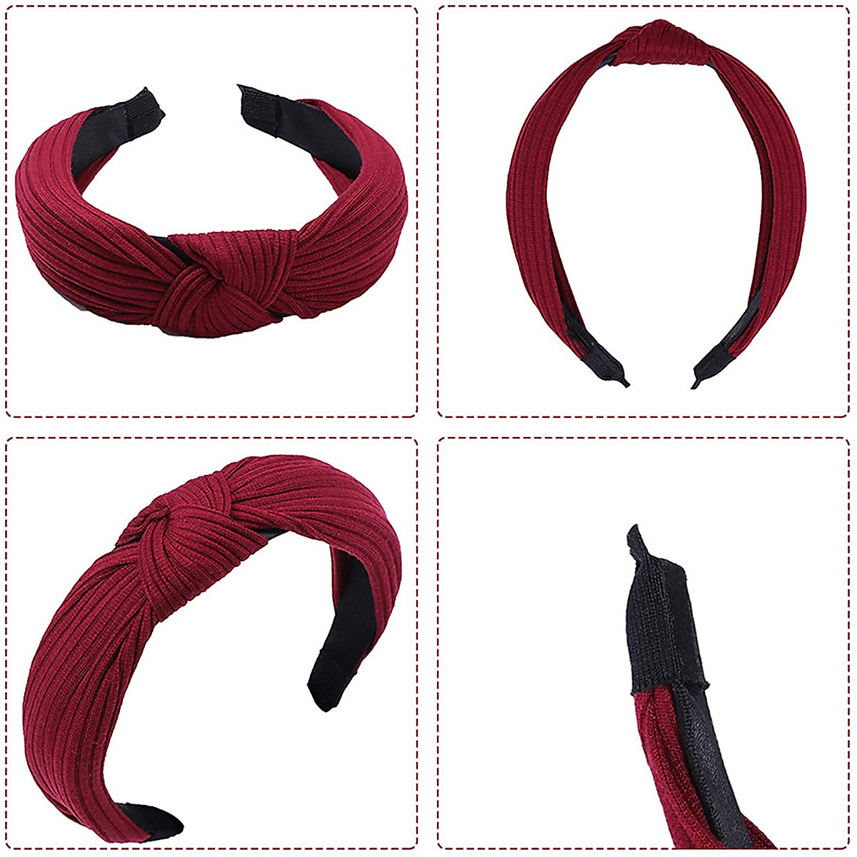 Ondder Knotted Headbands - 10 Pack Thick Turban Fashion Cross Knot Non-Slip Hairbands for Women, Diademas para Mujer