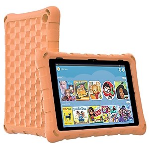 All-New 10 Tablet Case DJ&RPPQ [Adult & Kids Friendly] Light Weight Shock Proof Back Cover for Tablet, Incompatible with iPad -Orange