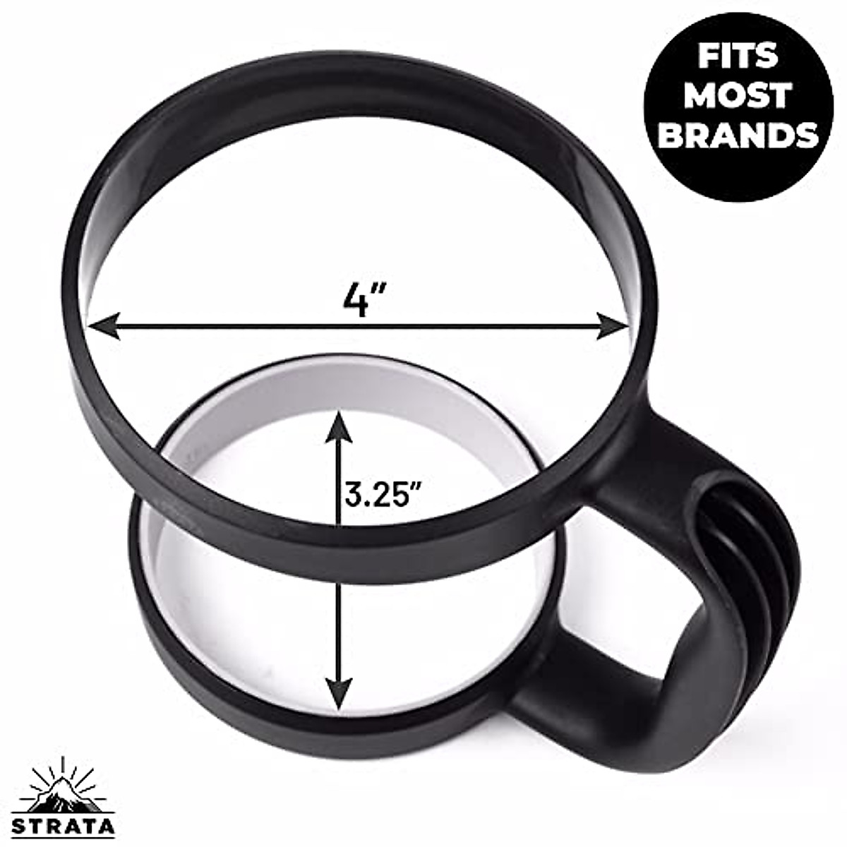 STRATA CUPS 30 oz Tumbler Handle - Available For 30 oz YETI Tumbler, OZARK TRAIL Tumbler, Rambler Tumbler- BFA free (Black)