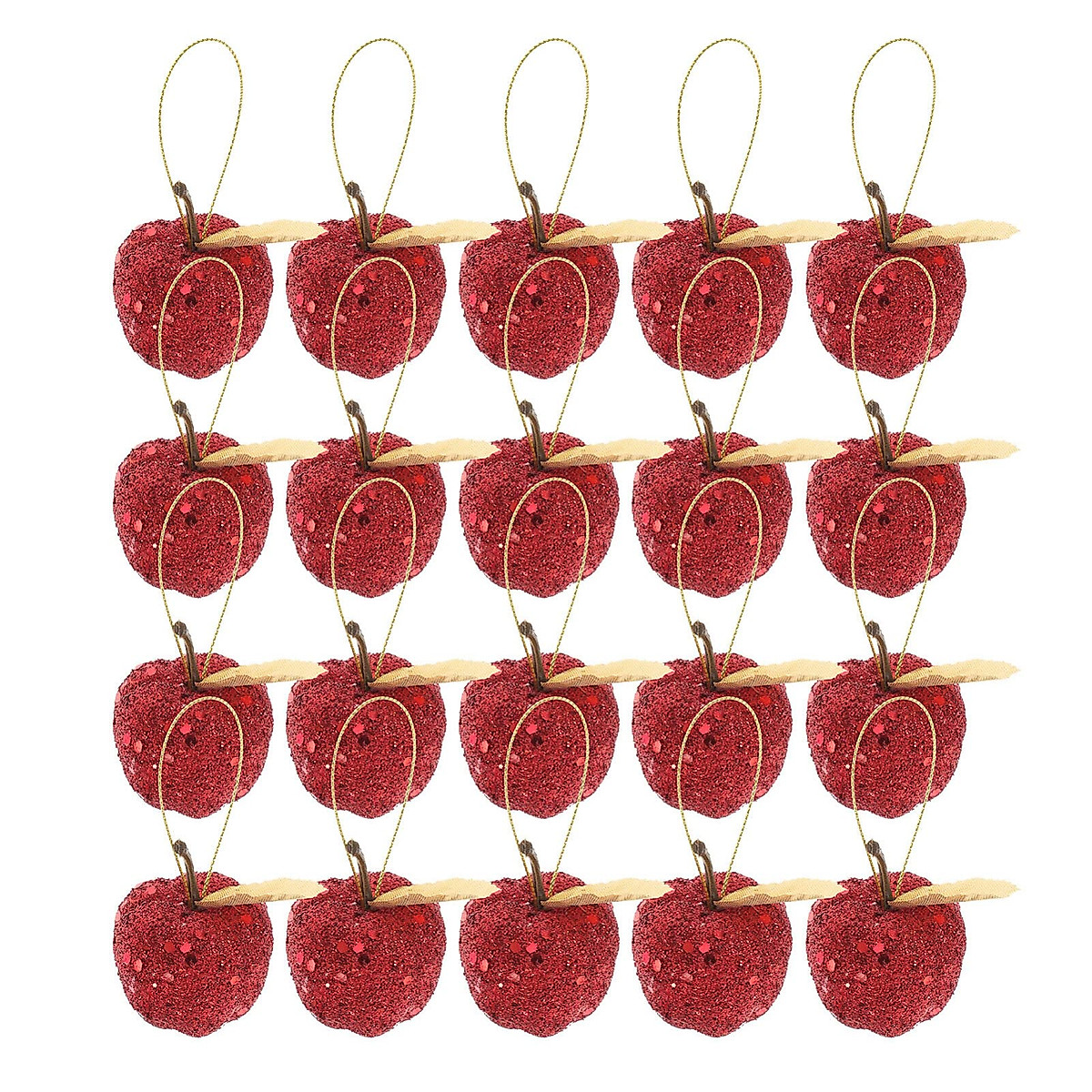 LIOOBO Mini Red Apple Ornaments: 20pcs 1.9in Christmas Tree Apple Baubles, Small Apple Hanging Ornaments, Apple Decor for Xmas Party Holiday Decoration