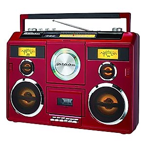 Studebaker Sound Station Portable Stereo Boombox with Bluetooth/CD/AM-FM Radio/Cassette Recorder (Red)