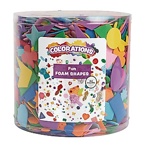 Colorations Bucket of Fun Foam Shapes Multicolor Arts and Crafts Material for Kids (1/2 lb.)