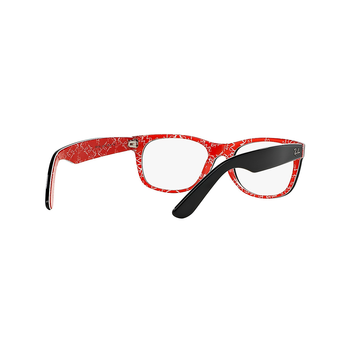 Ray-Ban RX5184 New Wayfarer Square Prescription Eyeglass Frames, Black on Texture Red/Demo Lens, 52 mm