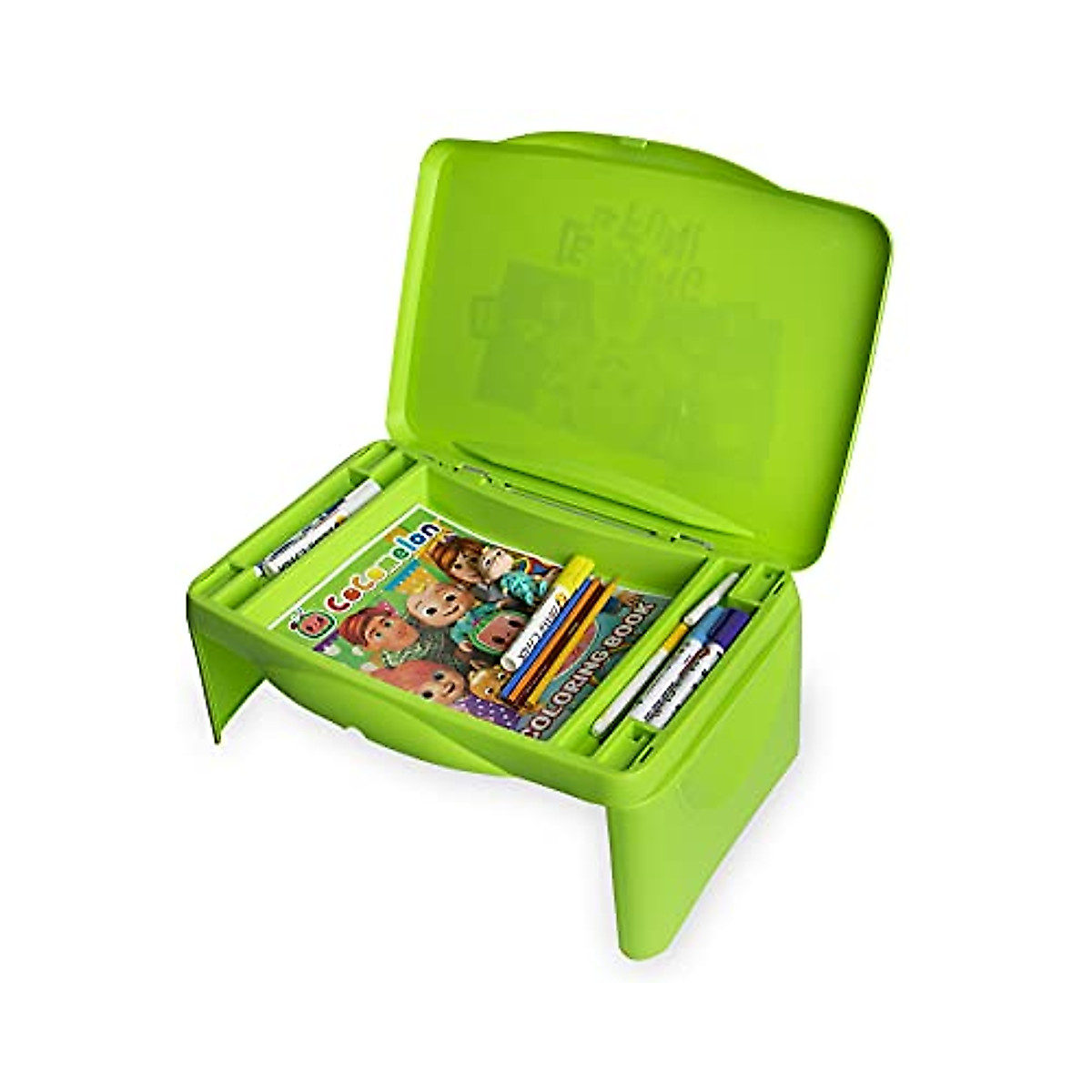 CoCoMelon Kids Lap Desk with Storage - Folding Lid and Collapsible Design - Portable for Travel or use in Bed at Home - Great for Writing, Reading or Other School Activities