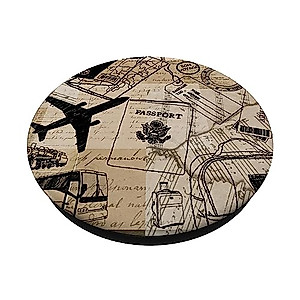 Retro Travel Plane Vintage Map Pilot Flight Attendant Gift PopSockets Swappable PopGrip