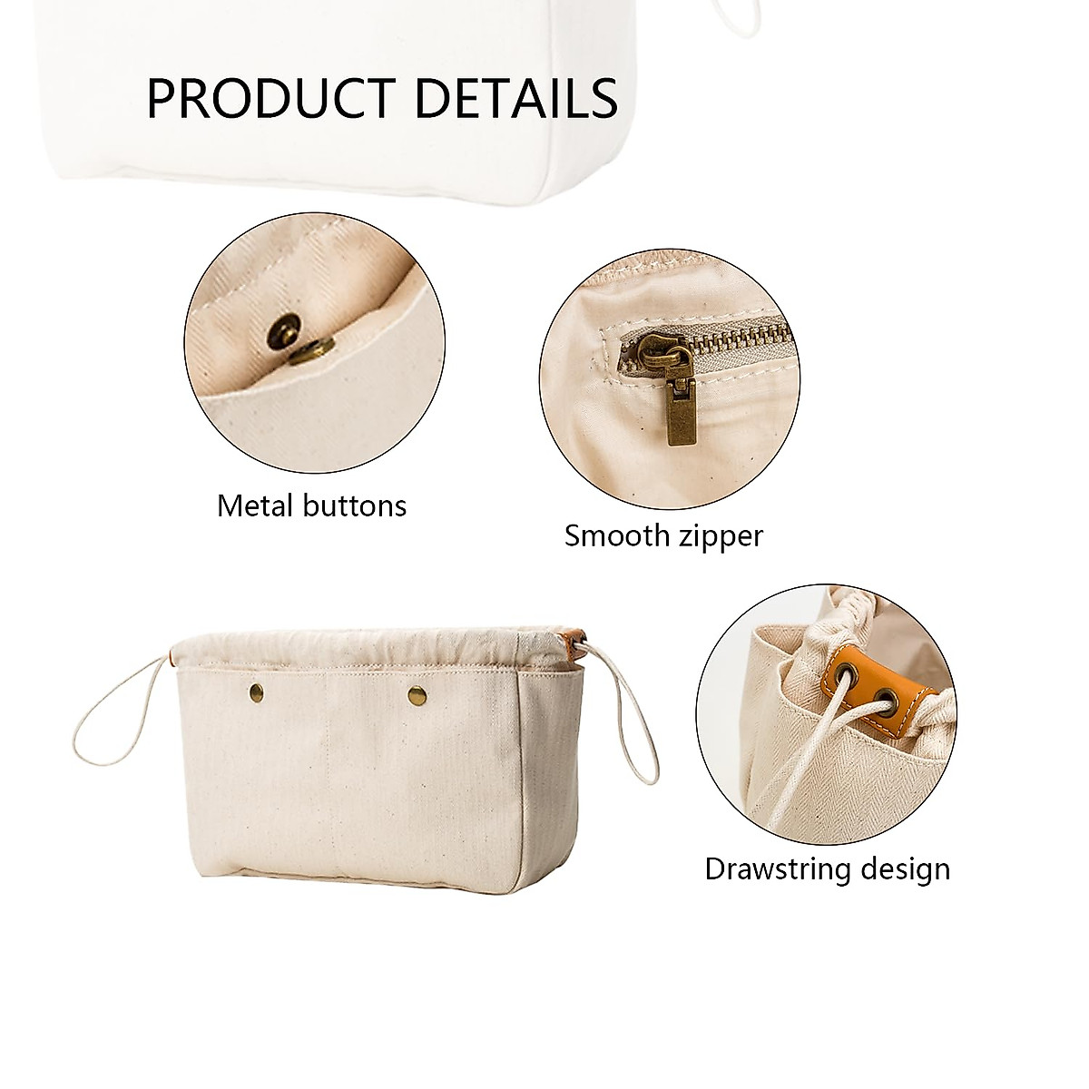 YONBEN Purse Organizer Insert, Easy Handbag organizer with Zipper, Inside Bag Divider & Tote Shaper Tote Bag in Bag Inside Purse Organizer (M)