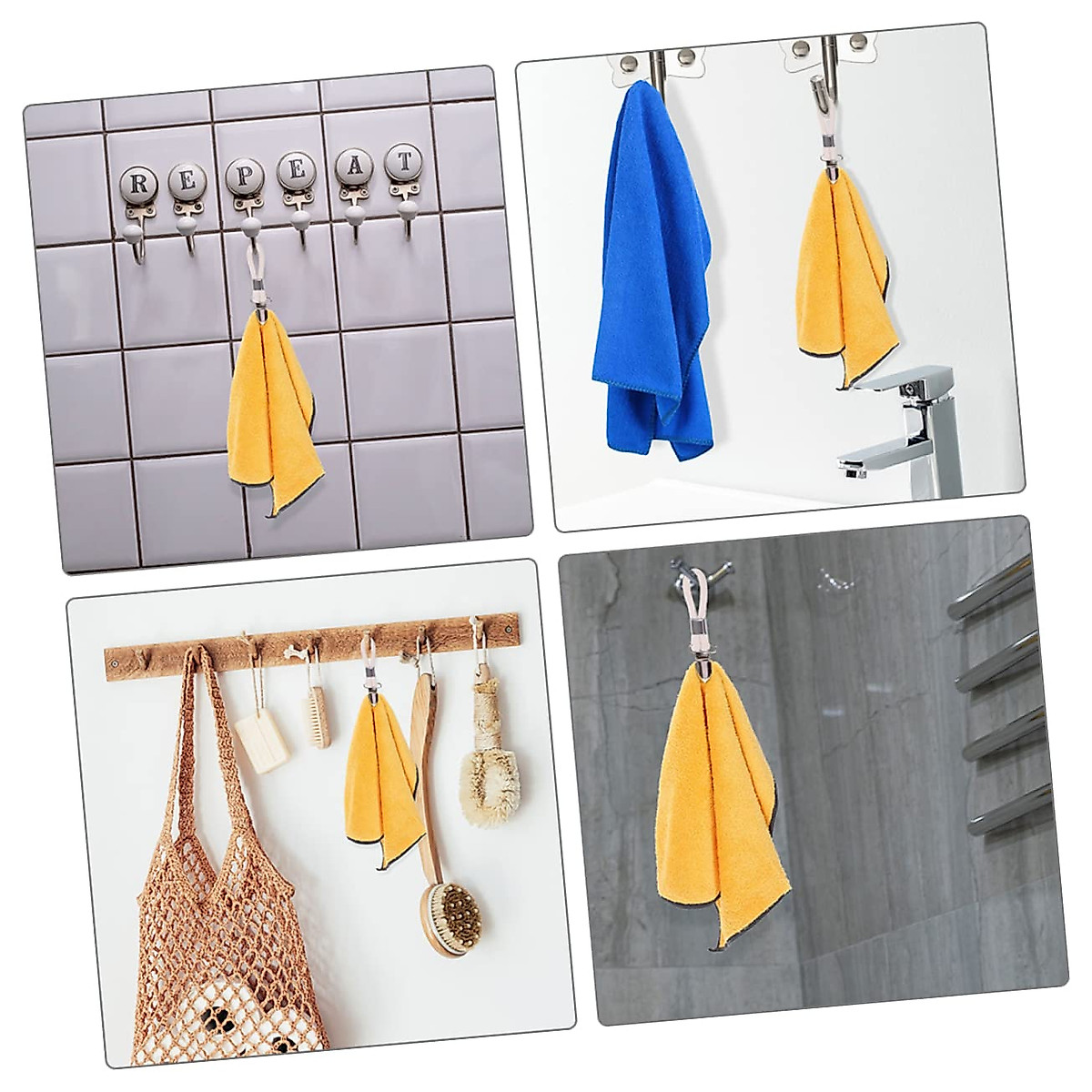 Beatifufu 6Pcs Towel Holder Towel Attachment for Hanging Laundry Clips Kitchen Towels Clips Towel Hangers Rack Braided Cotton Hanging Hooks Bath Towel Clip Coat Hook Clothing to Weave Iron