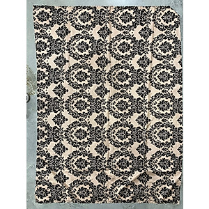 Amanda Champagne Taffeta with Black Velvet Flocked Damask Fabric by The Yard - 10078