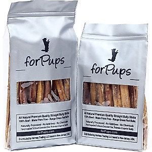 forPups Thick Bully Sticks (1 Pound - 8 Inch) (16 oz Pack) - All Natural, Grass-Fed, Non-GMO (8") (1 lb) 100% Beef Pizzle Dog Chews, Fully Digestible, Best Dental Treats