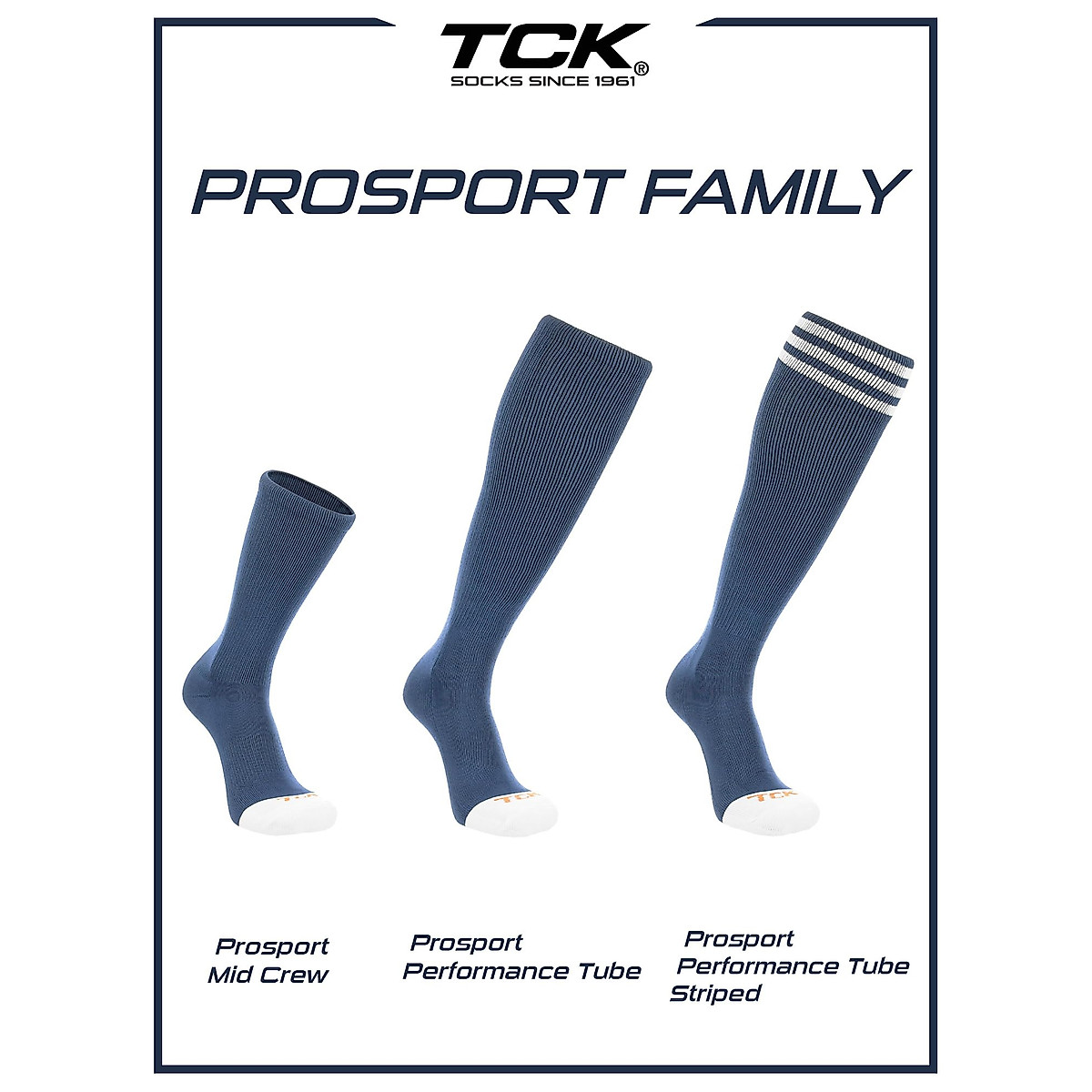 TCK Prosport Performance Tube Socks (Black, Medium)