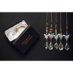 Crystals Ball Prisms Sun Catcher for Window Rainbow Maker with Butterfly Hanging Ornament for Home,Office,Garden Decoration, Pack of 6 Gift for Mother and Friend