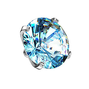 Pierced Owl 16GA G23 Implant Grade Titanium Prong Set CZ Crystal Internally Threaded Dermal Anchor Top (Aqua)