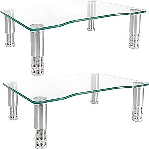 2 Pack Computer Monitor Riser with Height Adjustable Multi Media Desktop Stand for Flat Screen LCD LED TV, Laptop/Notebook/Xbox One