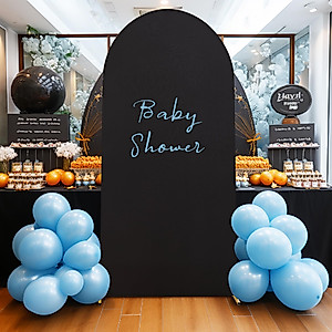 6.6FT Black Arch Cover, Spandex Fitted Black Wedding Arch Stand Covers Round Top Chiara Backdrop Cover for Birthday Party Ceremony Banquet Decoration