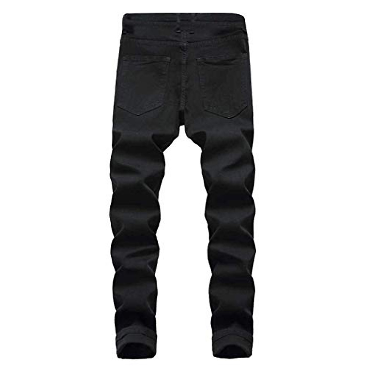 Men's Ripped Skinny Stretch Distressed Destroyed Slim Jeans Denim Pants Black 32